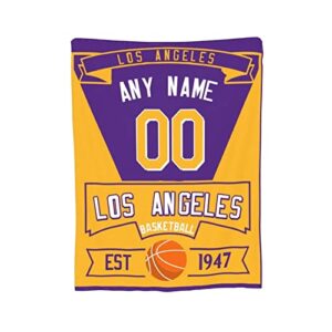 Custom Basketball Throw Blankets Personalized Ultra-Soft Micro Fleece Blankets with Name Numbers for Fans Gifts