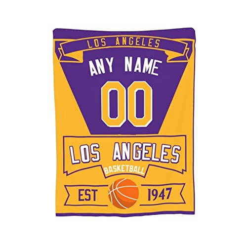 Custom Basketball Throw Blankets Personalized Ultra-Soft Micro Fleece Blankets with Name Numbers for Fans Gifts