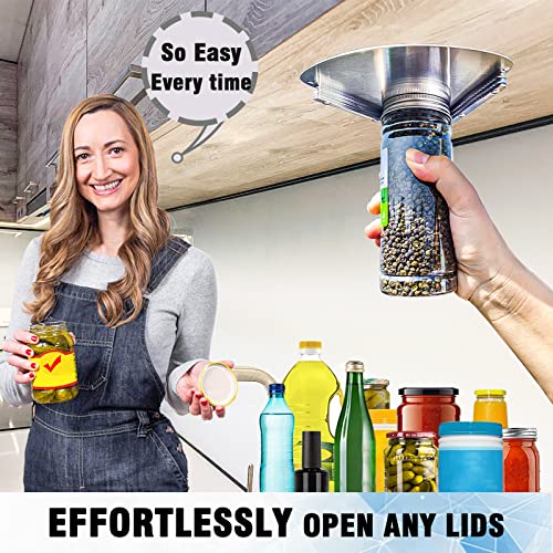 Stainless Steel Jar Opener for Weak Hands - Under Cabinet Jar Lid & Bottle Cap Opener - V Shape Single Hand Under Counter Can Opener - Effortless Open Any Size Jar - Perfect for Seniors with Arthritis