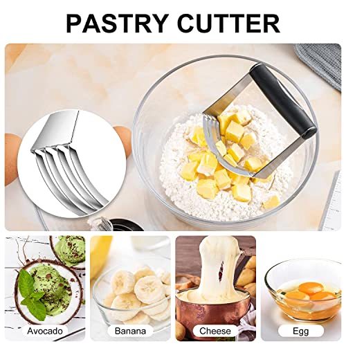 Pastry Cutter, Biscuit Cutter, Dough Scraper, Silicone Baking Mats, Stainless Steel Pastry Blender Set, Dough Cutter Biscuit Cutter Baking Pastry Mat Dough Blender Tools & Pastry Utensils (5 Pcs/Set)