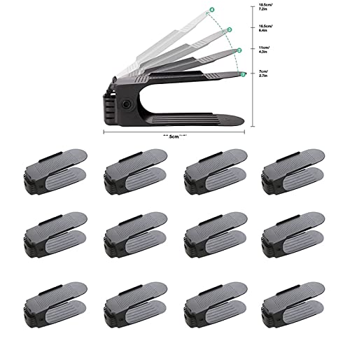 iFCOW Shoe Slots Organizer, 20 Pack Adjustable Double Deck Shoe Stacker Space Saver Shoe Slots Organizer