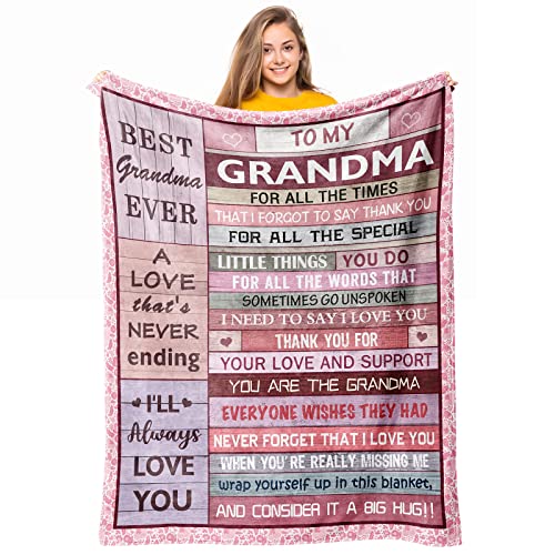 Loxezom Grandma Gifts, Gifts for Grandma from Granddaughter, Nana Gifts, Best Grandma Christmas Birthday Gifts Throw Blanket 60" x 50", Grandma Gifts from Grandchildren, Grandmother Granny Gifts Ideas