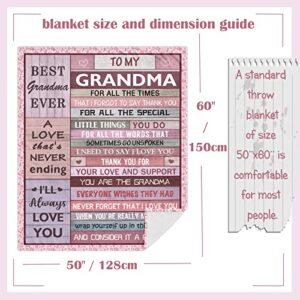 Loxezom Grandma Gifts, Gifts for Grandma from Granddaughter, Nana Gifts, Best Grandma Christmas Birthday Gifts Throw Blanket 60" x 50", Grandma Gifts from Grandchildren, Grandmother Granny Gifts Ideas