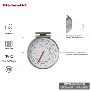 KitchenAid KQ903 3-in Dial Oven/Appliance Thermometer, TEMPERATURE RANGE: 100F to 600F, Stainless Steel