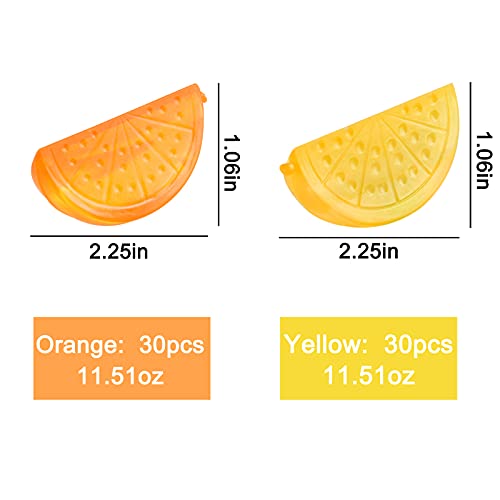 SHENGQIPC Reusable Freezable Plastic Ice Cubes, 60 Pack Cute Fruit Shaped Dry Ice Cubes for Restaurants, Bars and Family Use (Orange, Lemon)