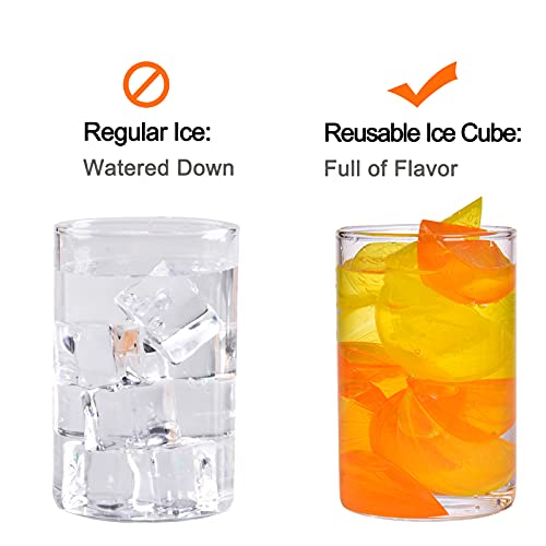 SHENGQIPC Reusable Freezable Plastic Ice Cubes, 60 Pack Cute Fruit Shaped Dry Ice Cubes for Restaurants, Bars and Family Use (Orange, Lemon)