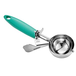 junadael j portion scoop, 2.75 oz disher scoop, 16 cookie scoop, 5.5 tbsp cookie dough scoop, green handle, for portion control, cookie dough, cupcake batter, ice cream