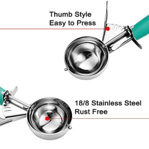 JUNADAEL J Portion Scoop, 2.75 OZ Disher Scoop, 16 Cookie Scoop, 5.5 Tbsp Cookie Dough Scoop, Green Handle, for Portion Control, Cookie Dough, Cupcake Batter, Ice Cream