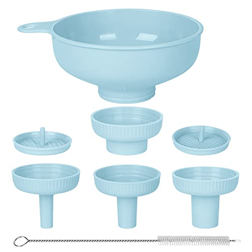 Wide Mouth Kitchen Funnel, Pisol Food Grade Plastic Cooking Canning Funnel with 4 Sizes Spouts for Filling Wide and Regular Mason Jars, Spray Dropper Oil Bottle Jug Spices Shampoo Powder Oats Sauce