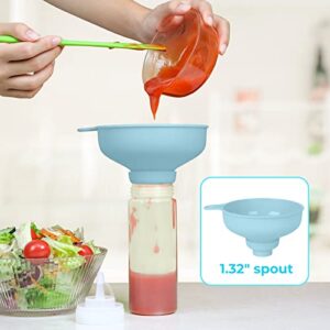 Wide Mouth Kitchen Funnel, Pisol Food Grade Plastic Cooking Canning Funnel with 4 Sizes Spouts for Filling Wide and Regular Mason Jars, Spray Dropper Oil Bottle Jug Spices Shampoo Powder Oats Sauce