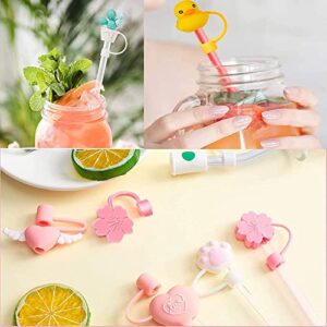 12pcs Straw Covers Cap Straw Covers Cap SiliconeTips Lids Cute Dust-proof Straw Plugs for 6-8 mm Straws Summer Hawaii Straw Toppers for Party Supplies