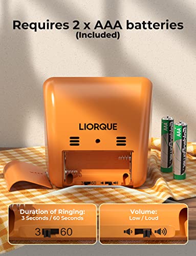 LIORQUE 60 Minute Visual Timer for Kids, Visual Countdown Timer for Classroom Office Kitchen with 'Pizza' Pattern Design, Pomodoro Timer with Silent Operation (Batteries Included) - Orange …