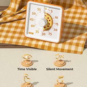 LIORQUE 60 Minute Visual Timer for Kids, Visual Countdown Timer for Classroom Office Kitchen with 'Pizza' Pattern Design, Pomodoro Timer with Silent Operation (Batteries Included) - Orange …