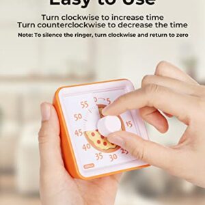 LIORQUE 60 Minute Visual Timer for Kids, Visual Countdown Timer for Classroom Office Kitchen with 'Pizza' Pattern Design, Pomodoro Timer with Silent Operation (Batteries Included) - Orange …