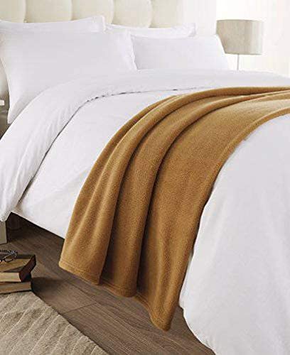 Marquis Mills Serenity Fleece Blanket/Bed, Sofa, Couch Throw King Size - 100% Spun Polyester 320 GSM - Anti-Pill - Super Soft, Warm & Cozy 108 Inch x 90 Inch - Tan