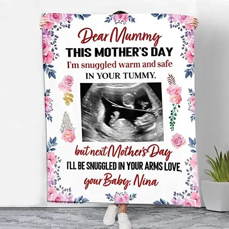 Duda Personalized Ultrasound Sonogram Photo Blanket 1st Mother’s Day Blanket Gifst for Mom Mommy to be Blanket Happy First Mothers Day Fleece Blanket Sherpa Blanket