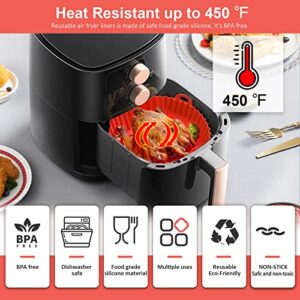 (3PCS) Air Fryer Silicone Liners with Air Fryer Magnetic Cheat Sheet, for 3 to 8Qt Air Fryer, Food-Grade Reusable Silicone, Replacement of Flammable Disposable Parchment Paper(8 Inch)