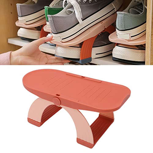 Shoe Slot Organizer, Shoe Holder 2 Layers Convenient Practical Bridge Type 3 Levels Adjustable Space Saving PP Material Residential Apartment (Orange)