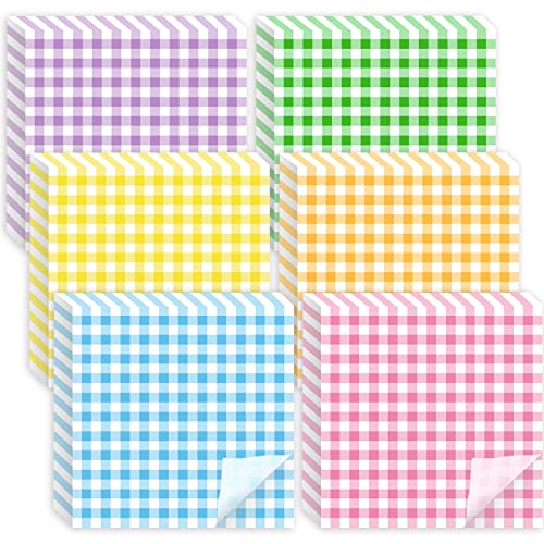 Whaline 240Pcs Plaid Wax Paper Checkered Greaseproof Waterproof Paper Liners 6 Colors Food Wrapping Paper Basket Liner Sandwich Paper Wraps for BBQ Picnic Festival Party Fast Food, 12 x 12 Inch