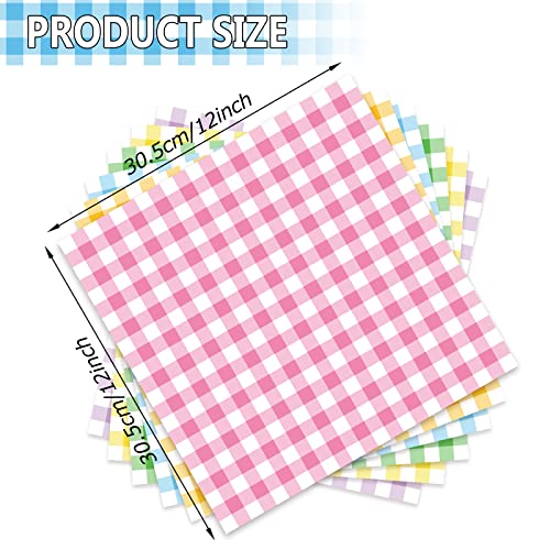 Whaline 240Pcs Plaid Wax Paper Checkered Greaseproof Waterproof Paper Liners 6 Colors Food Wrapping Paper Basket Liner Sandwich Paper Wraps for BBQ Picnic Festival Party Fast Food, 12 x 12 Inch