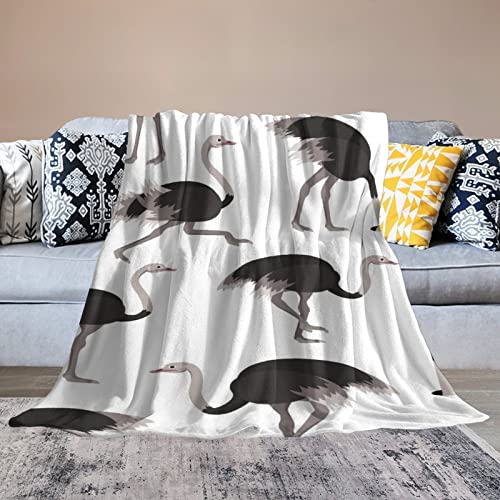 Ostrich Escapist Throw Blanket for Couch Bed Flannel Lap Blanket Lightweight Cozy Plush Blanket for All Seasons 30"x50"