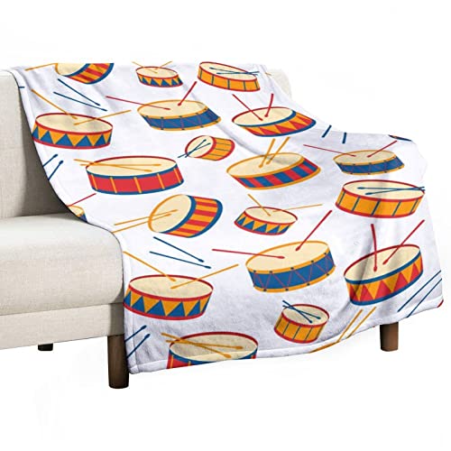 Instruments Drums Throw Blanket for Couch Bed Flannel Lap Blanket Lightweight Cozy Plush Blanket for All Seasons 30"x50"