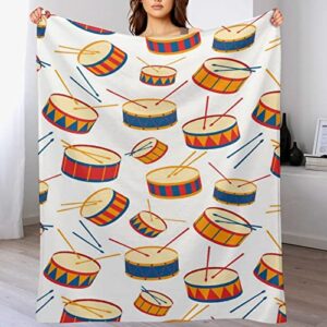 Instruments Drums Throw Blanket for Couch Bed Flannel Lap Blanket Lightweight Cozy Plush Blanket for All Seasons 30"x50"