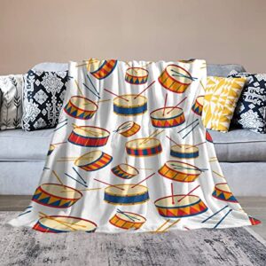 Instruments Drums Throw Blanket for Couch Bed Flannel Lap Blanket Lightweight Cozy Plush Blanket for All Seasons 30"x50"