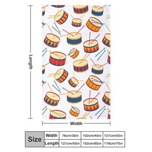 Instruments Drums Throw Blanket for Couch Bed Flannel Lap Blanket Lightweight Cozy Plush Blanket for All Seasons 30"x50"