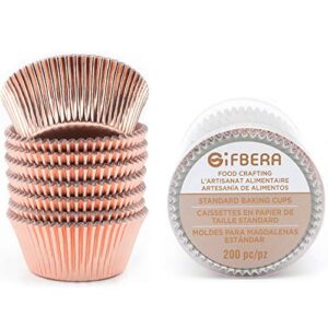 gifbera rose gold foil cupcake liners standard baking cups muffin wrappers for wedding birthday, 200-count