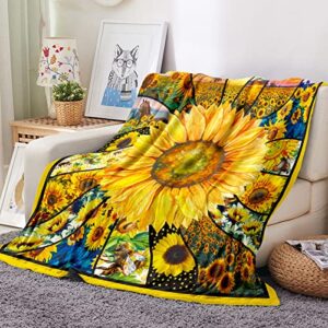 sunflower blanket super soft flannel throw blanket lightweight fluffy plush fuzzy cozy soft sofa bed blanket for bedding sofa and travel 50"x60"