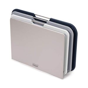 joseph joseph plastic cutting board set with storage stand 3 different sized boards