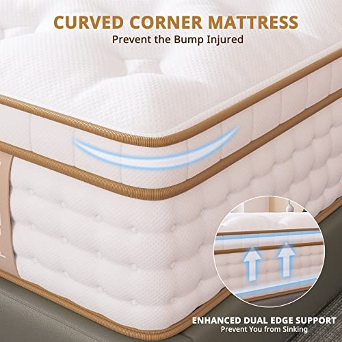 BedStory 12" Hybrid King Mattress in a Box, Gel Memory Foam Mattress with Pocket Spring, Medium Firm Mattress with Dual Brim Design for Supportive&Pressure Relieving&Motion Isolated Sleep, Made in USA