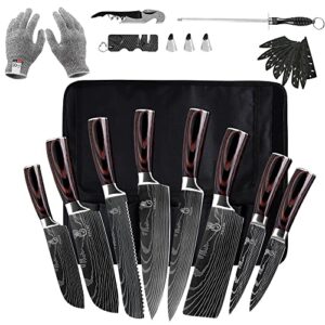 fullhi knife set, 14pcs japanese knife set, premium german stainless steel kitchen knife set