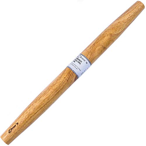 French Rolling Pin for Baking Pizza Dough, Pie & Cookie in wood - Essential Kitchen utensil tools gift ideas for bakers 18 inch Pins