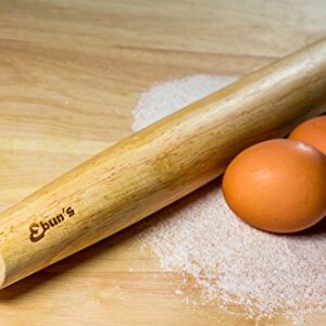 French Rolling Pin for Baking Pizza Dough, Pie & Cookie in wood - Essential Kitchen utensil tools gift ideas for bakers 18 inch Pins