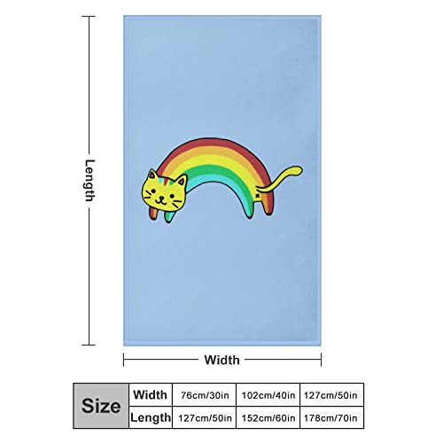 Rainbow Cat Throw Blanket for Couch Bed Flannel Lap Blanket Lightweight Cozy Plush Blanket for All Seasons 30"x50"