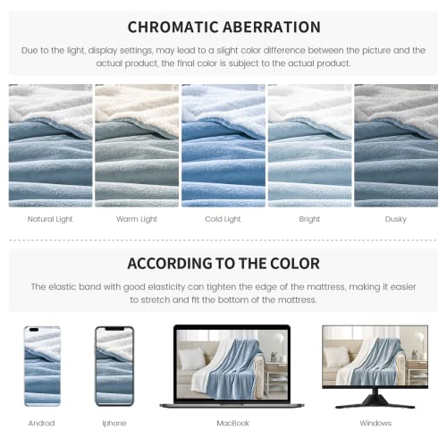 BOURINA Sherpa Fleece Blankets Flannel Throw for Couch Sofa Throw Size - 50x60 Inches Blue,Thick Cozy Warm Soft Blanket for Bed, Sofa, Camping Travel Blanket