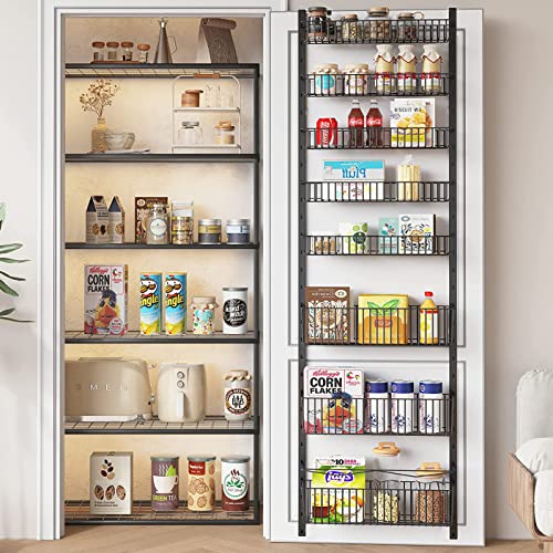 COVAODQ 8-Tier Pantry Door Organization and Storage Over the Door Pantry Organizer Metal Hanging Kitchen Spice Rack Can Organizer