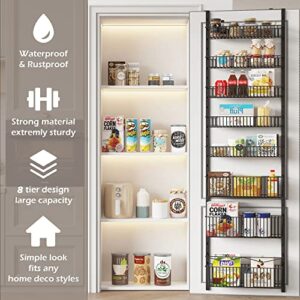 COVAODQ 8-Tier Pantry Door Organization and Storage Over the Door Pantry Organizer Metal Hanging Kitchen Spice Rack Can Organizer