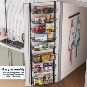 COVAODQ 8-Tier Pantry Door Organization and Storage Over the Door Pantry Organizer Metal Hanging Kitchen Spice Rack Can Organizer