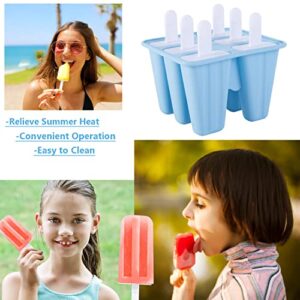 Silicone Popsicle Molds, 6 Pieces Ice Pop Molds, BPA Free Popsicle Mold Reusable Easy Release Ice Pop Maker, Popsicle Mould with Cleaning Brush and Silicone Funnel, Popsicle Molds Blue