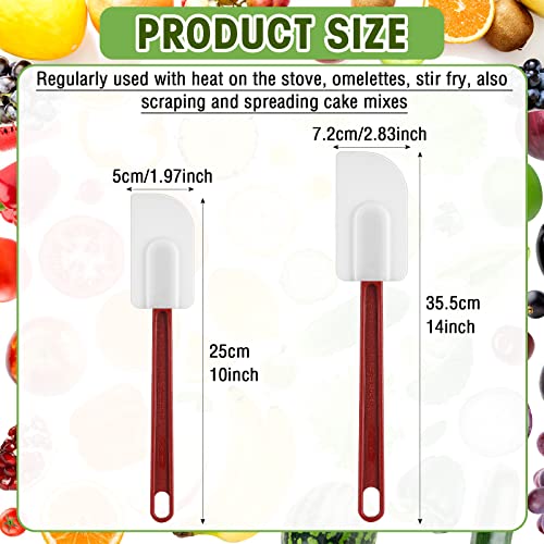 Rubber Spatula Spoon Silicone Plastic Heat Resistant Spatulas Spoon Set of 2 Spatula Spoon for Cooking Kitchen (10 inch and 14 inch, Classic Style)