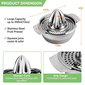 TRUSBER Citrus Hand Lemon Juicer, Stainless Steel Citrus Manual Juicer Squeezer with Strainer & Bowl for Lemon,Orange,Grapefruit - Dishwasher Safe