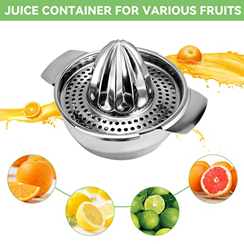 TRUSBER Citrus Hand Lemon Juicer, Stainless Steel Citrus Manual Juicer Squeezer with Strainer & Bowl for Lemon,Orange,Grapefruit - Dishwasher Safe