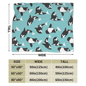 Killer Whale Orca Soft Cozy Luxury Bed Blanket Microfiber Fleece Blanket All Season Lightweight Throw for The Bed… (S)