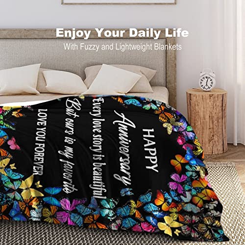 ZCBEQ Wedding Anniversary Blanket Gifts Couple Romantic Anniversary Throw Blanket Happy Anniversary for Him Her Wife Husband Parents 60"X50"