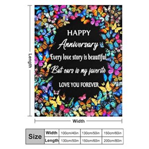 ZCBEQ Wedding Anniversary Blanket Gifts Couple Romantic Anniversary Throw Blanket Happy Anniversary for Him Her Wife Husband Parents 60"X50"