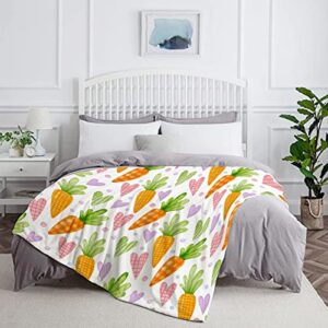 Easter Blanket Cute Carrots Blanket Soft Cozy Warm Lightweight Plush Fleece Throw Blanket Bed Quilts Easter Gifts for Women Men Couch Sofa Travel 60"x80" L for Adults