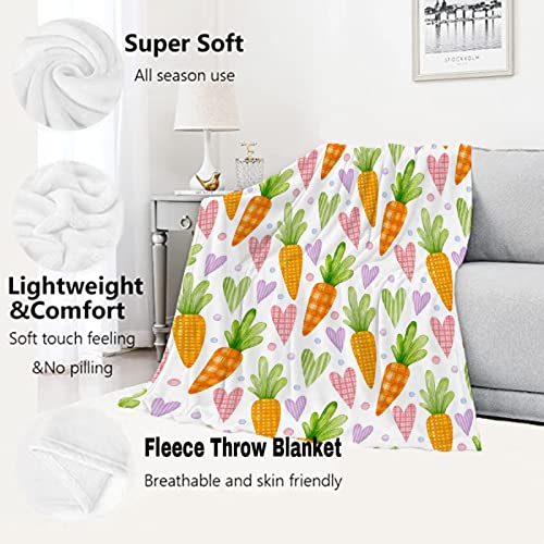 Easter Blanket Cute Carrots Blanket Soft Cozy Warm Lightweight Plush Fleece Throw Blanket Bed Quilts Easter Gifts for Women Men Couch Sofa Travel 60"x80" L for Adults